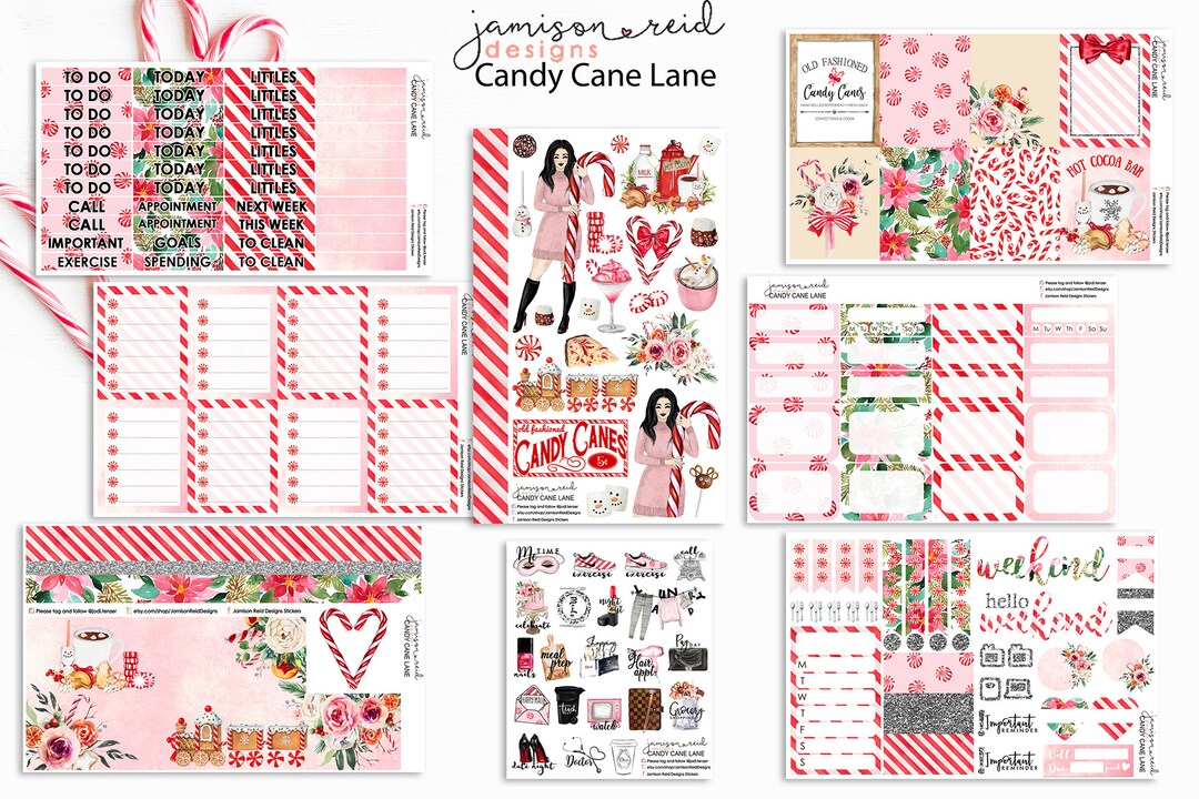 Candy Cane Lane Planner Stickers a La Carte or Kit , Fashion Girl ...