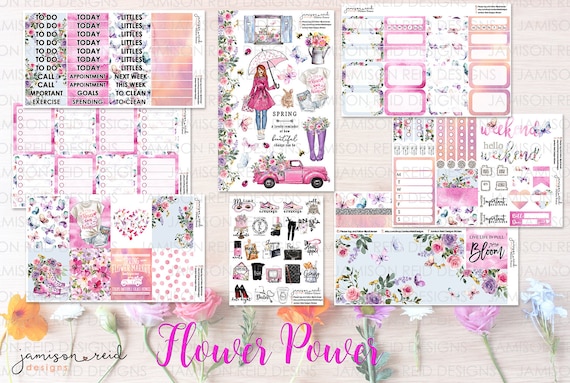 FLOWER POWER Planner Stickers a La Carte or Kit Fashion Girl | Etsy