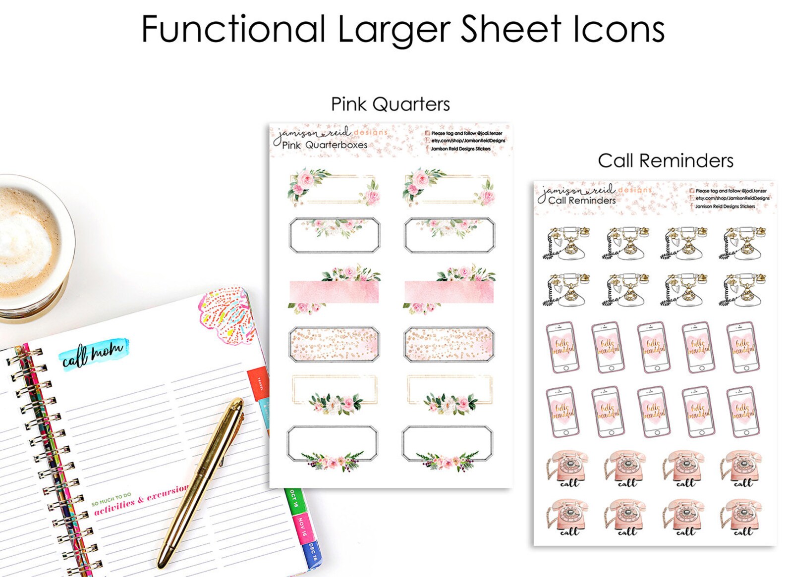 Functional Icon and Reminder Larger Sheet Planner Stickers - Etsy