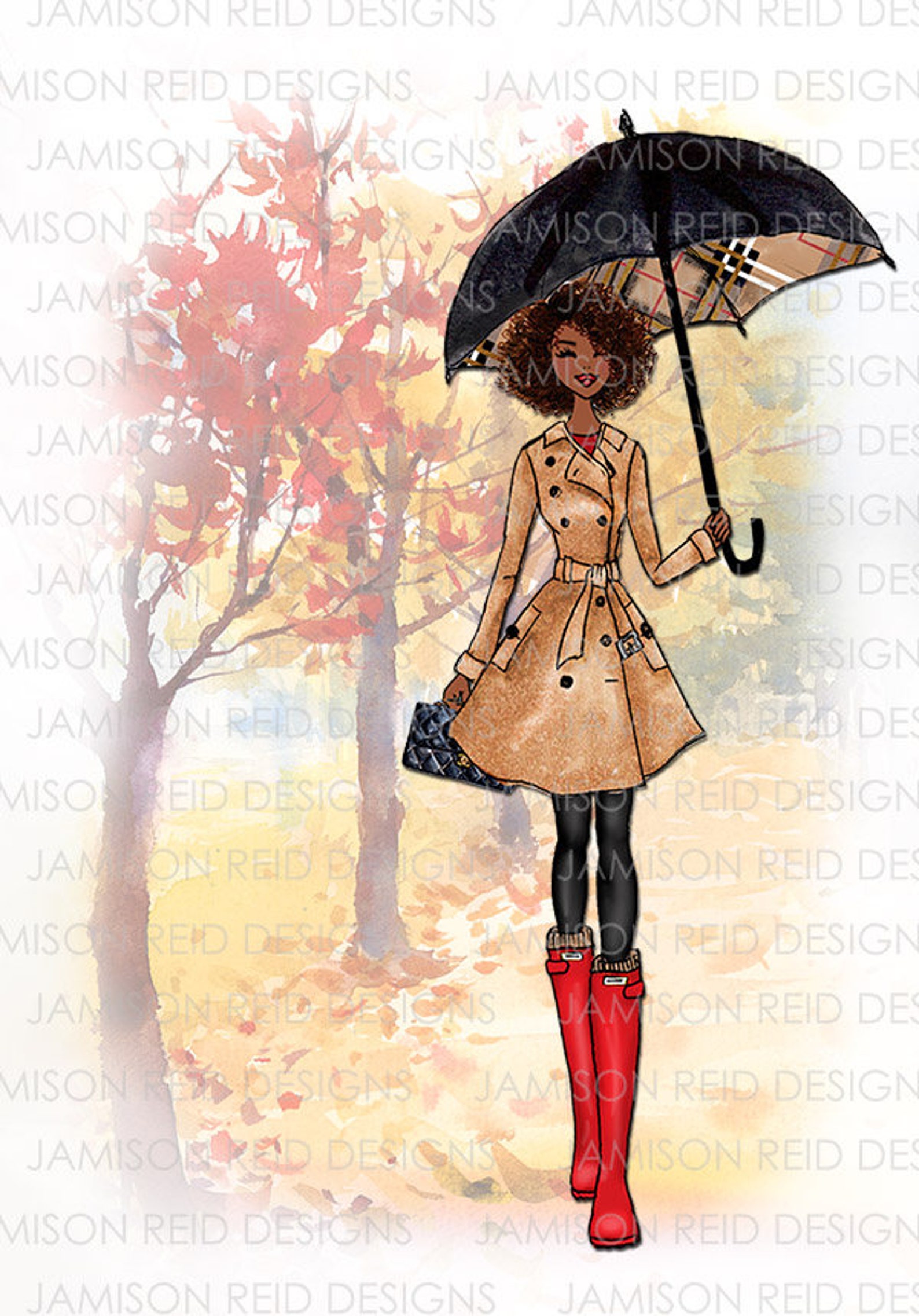 Autumn Fox Fashion Illustration Wall Art Print Fashion Print | Etsy