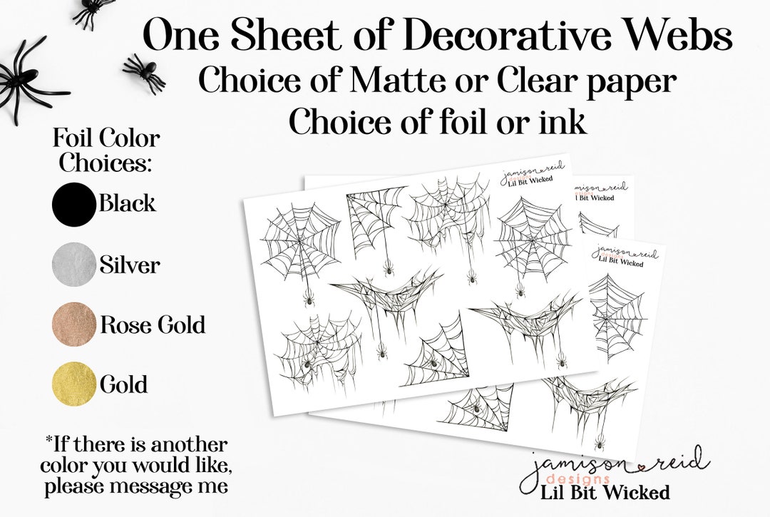 LIL BIT WICKED One Sheet of Webs Stickers Hp Eclp Bujo Hobo Planner ...