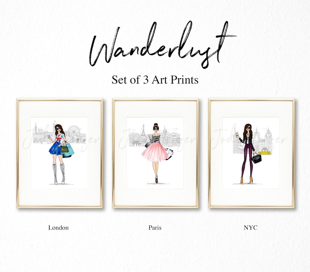 Wanderlust Art Prints UNFRAMED | Choice of Skin Tone/hair Color - Etsy