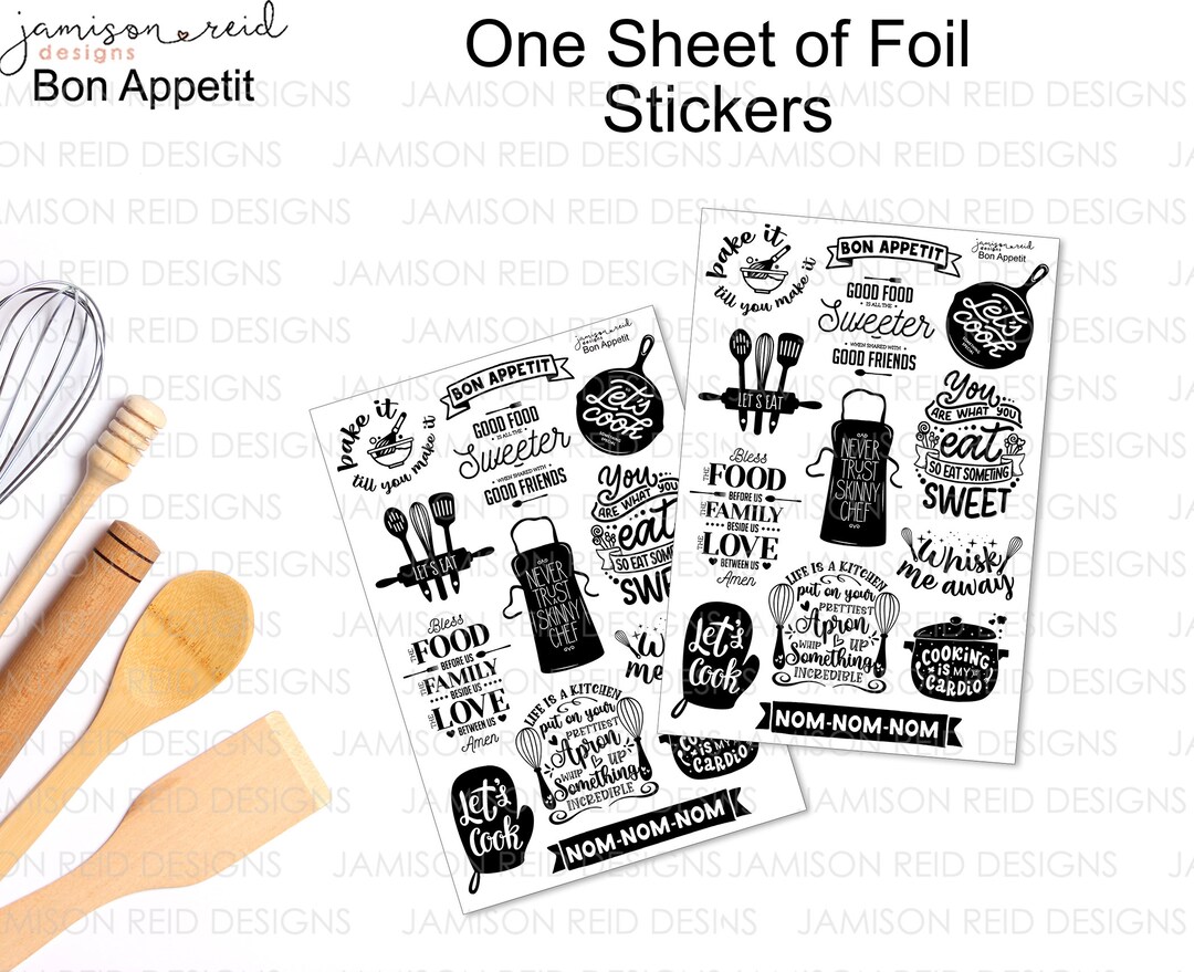 ONE (1) Sheet of BON APPETIT Stickers , Journal , Planner , Travel ...