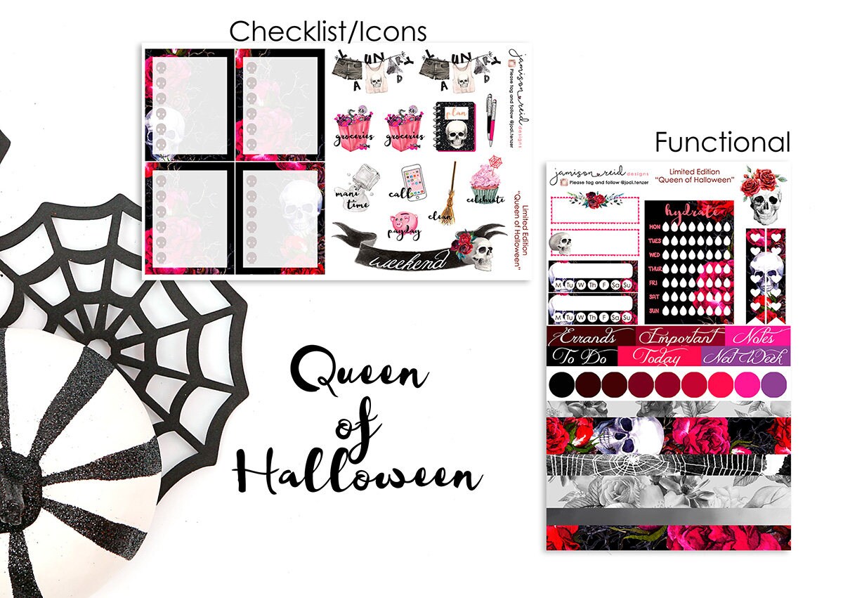 Queen of Halloween Sticker Set for Planners Scrapbooking or - Etsy