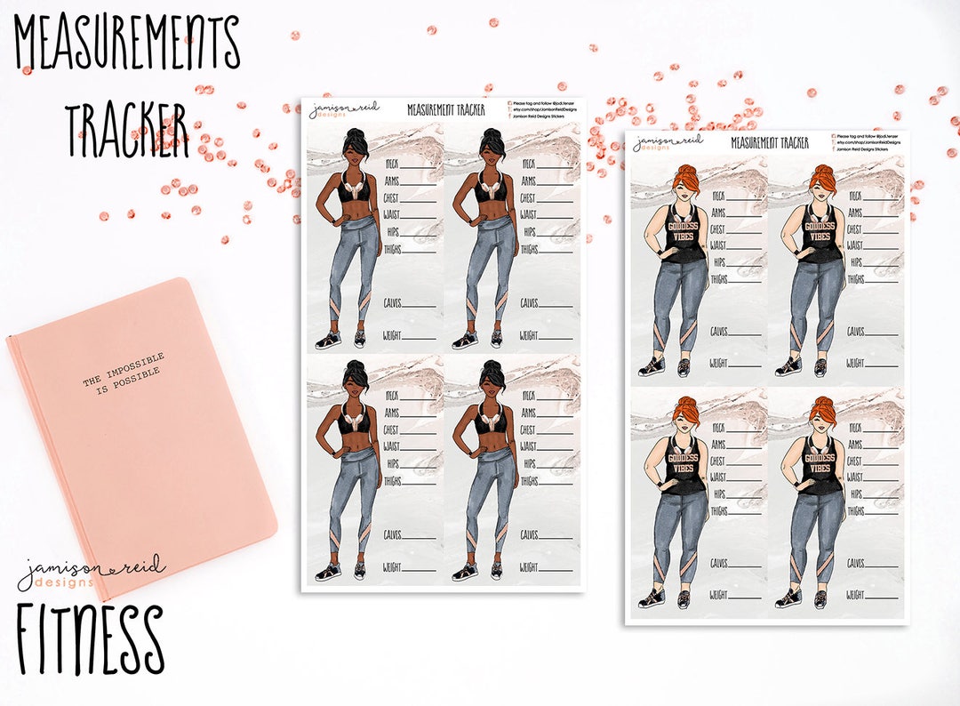 Fitness Body Measurements Planner Stickers | Fashion Girl Sticker ...