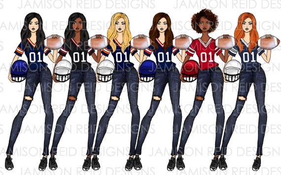 Custom Football Girl Stickers READ LISTING Prior to Purchase | Etsy