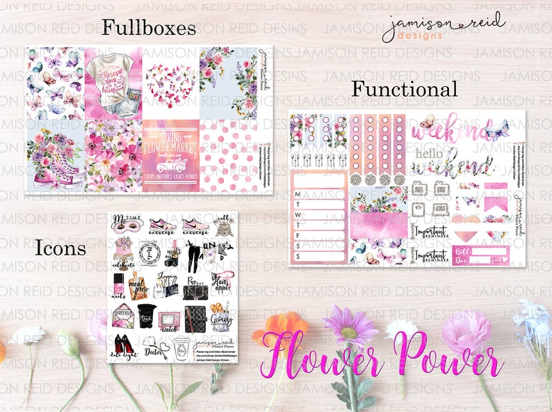 FLOWER POWER Planner Stickers a La Carte or Kit , Fashion Girl Sticker ...