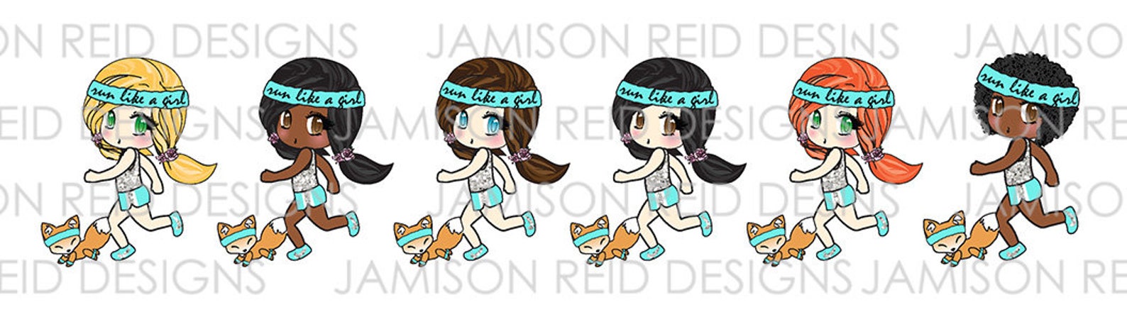 Run Like A Girl Chibis Choice of Skintone/hair Color - Etsy