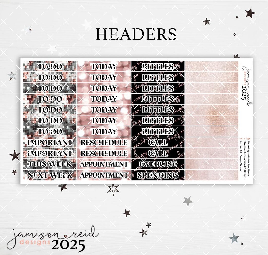 2025 Headers Planner Stickers , a La Carte , Fashion Girl Sticker , Hp ...