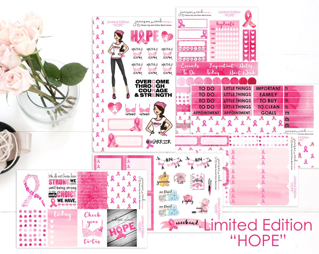 Limited Edition Breast Cancer Planner Stickers | Choice of Skintone ...