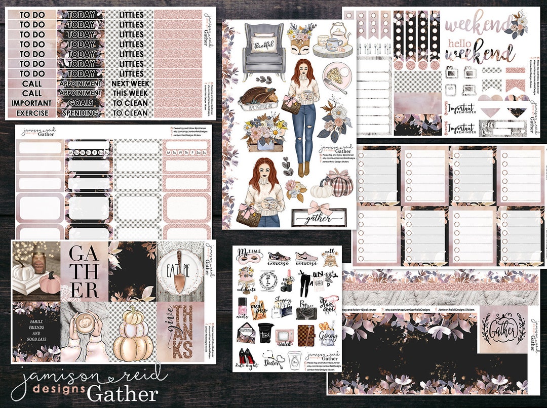 GATHER Planner Stickers a La Carte or Kit , Fashion Girl Sticker Winter ...
