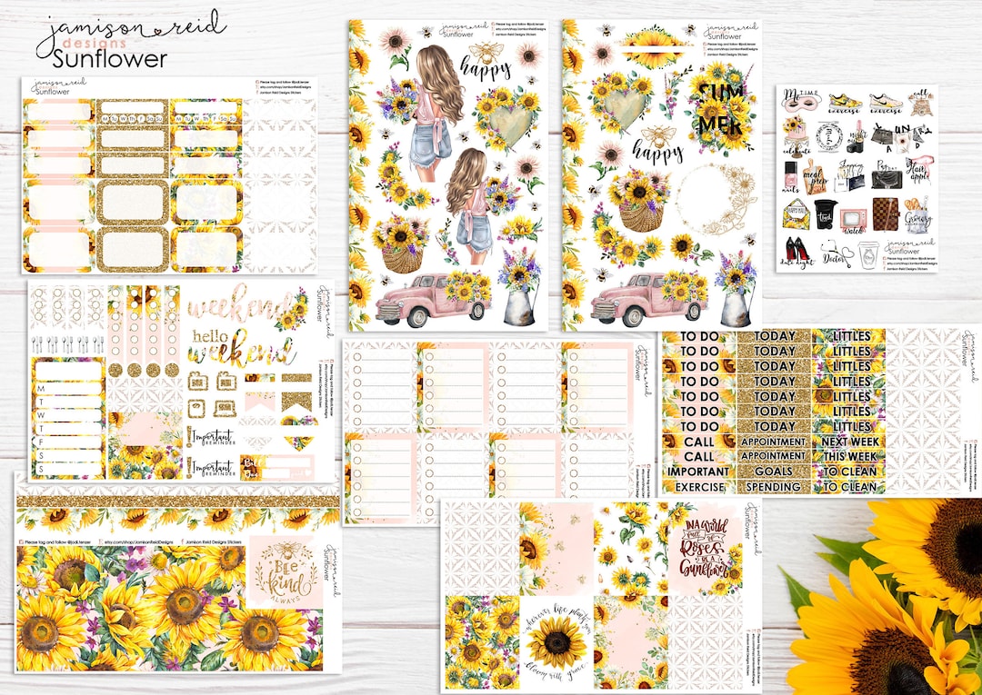 SUNFLOWER Planner Stickers a La Carte or Kit , Fashion Girl Sticker ...