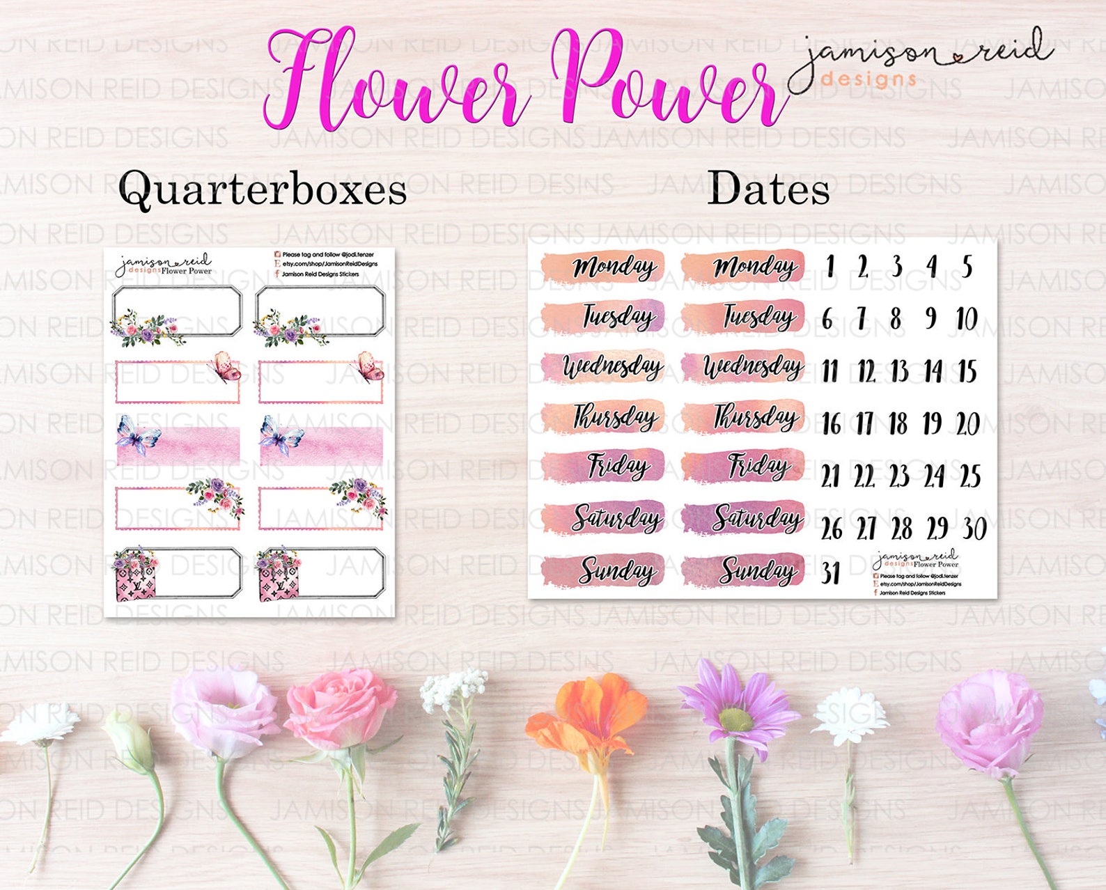 FLOWER POWER Planner Stickers a La Carte or Kit Fashion Girl | Etsy