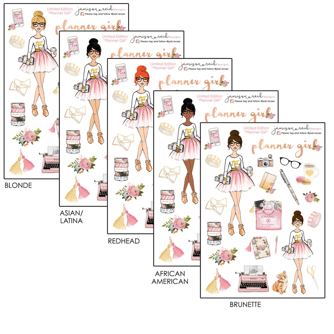 Planner Girl Stickers Choice of Set or Separates | Choice of Skintone ...