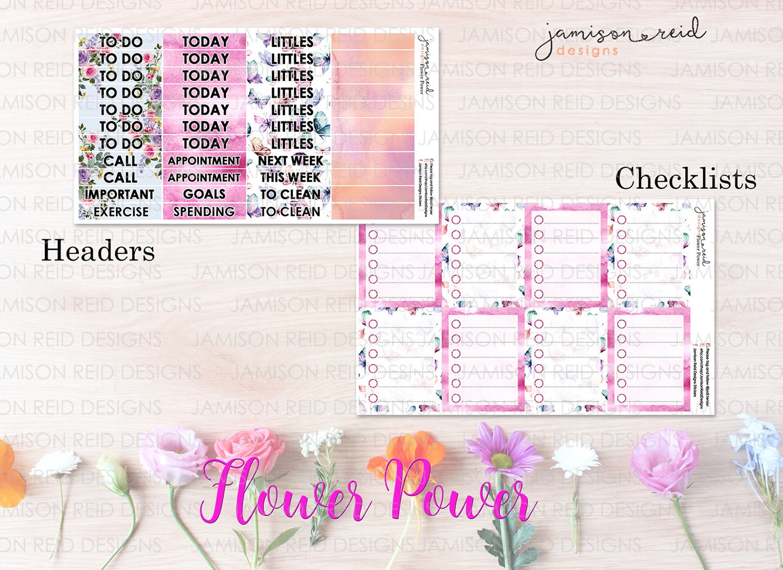 FLOWER POWER Planner Stickers a La Carte or Kit Fashion Girl | Etsy