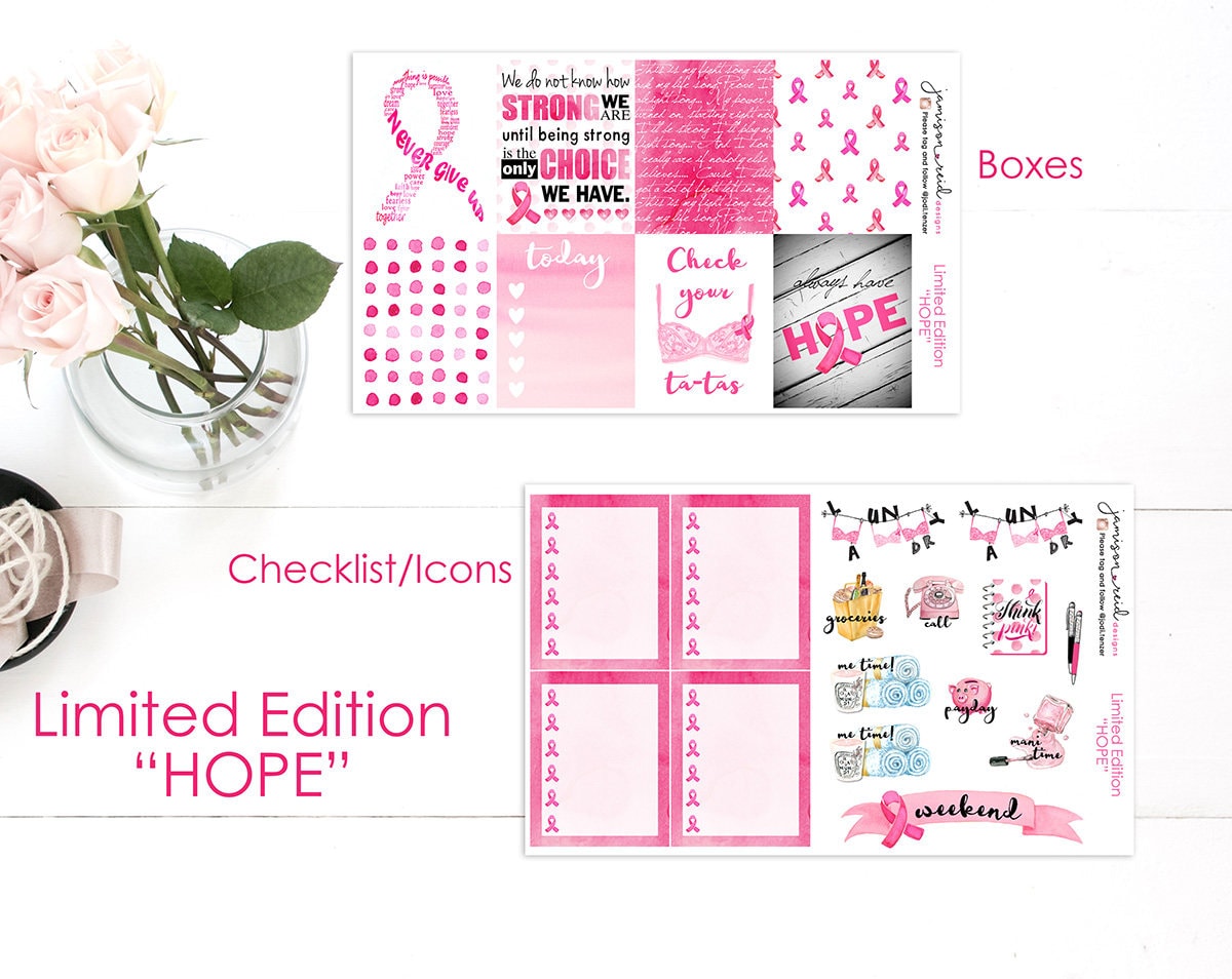 Limited Edition Breast Cancer Planner Stickers | Choice of Skintone ...