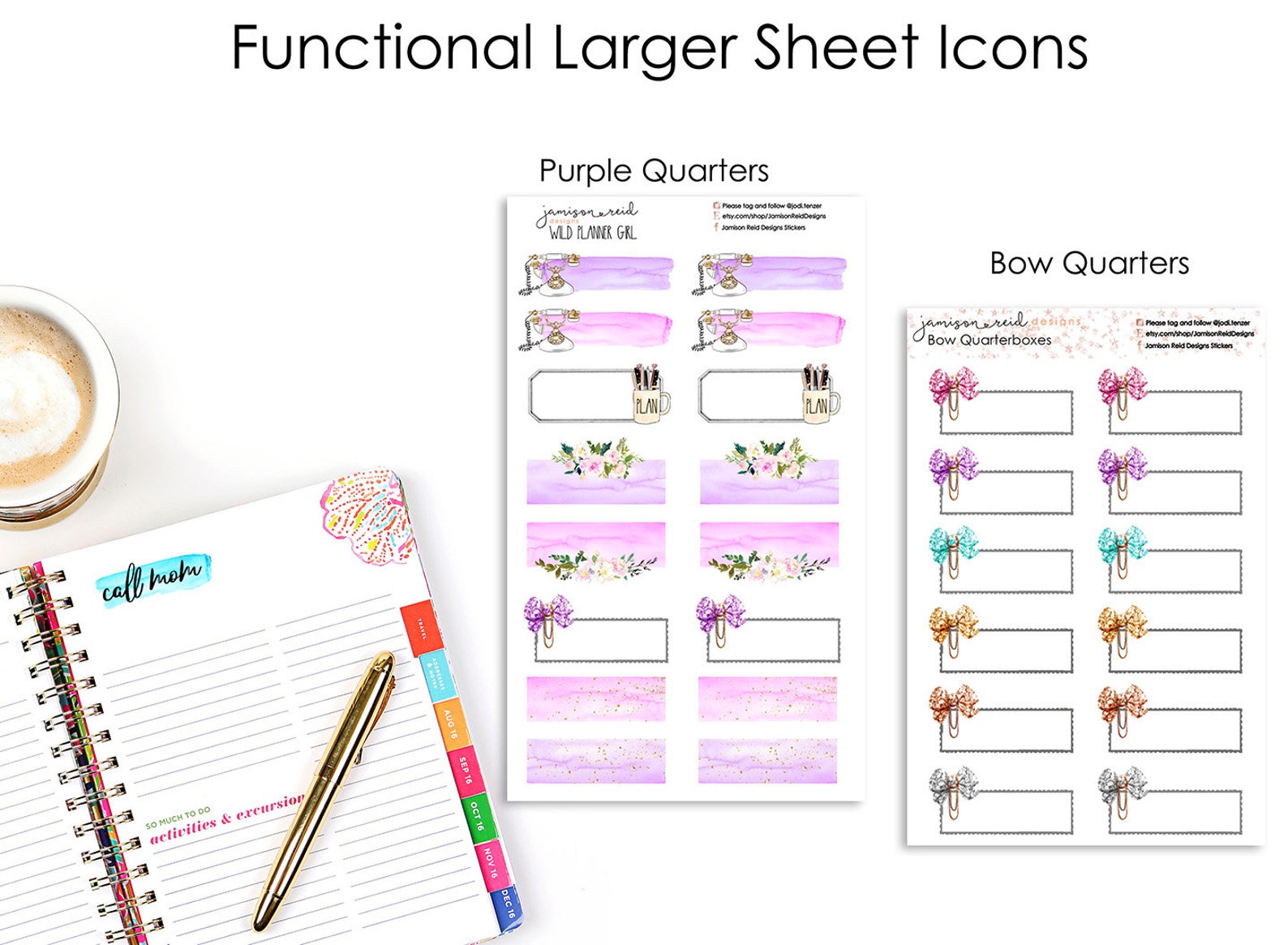 Functional Icon and Reminder Larger Sheet Planner Stickers - Etsy