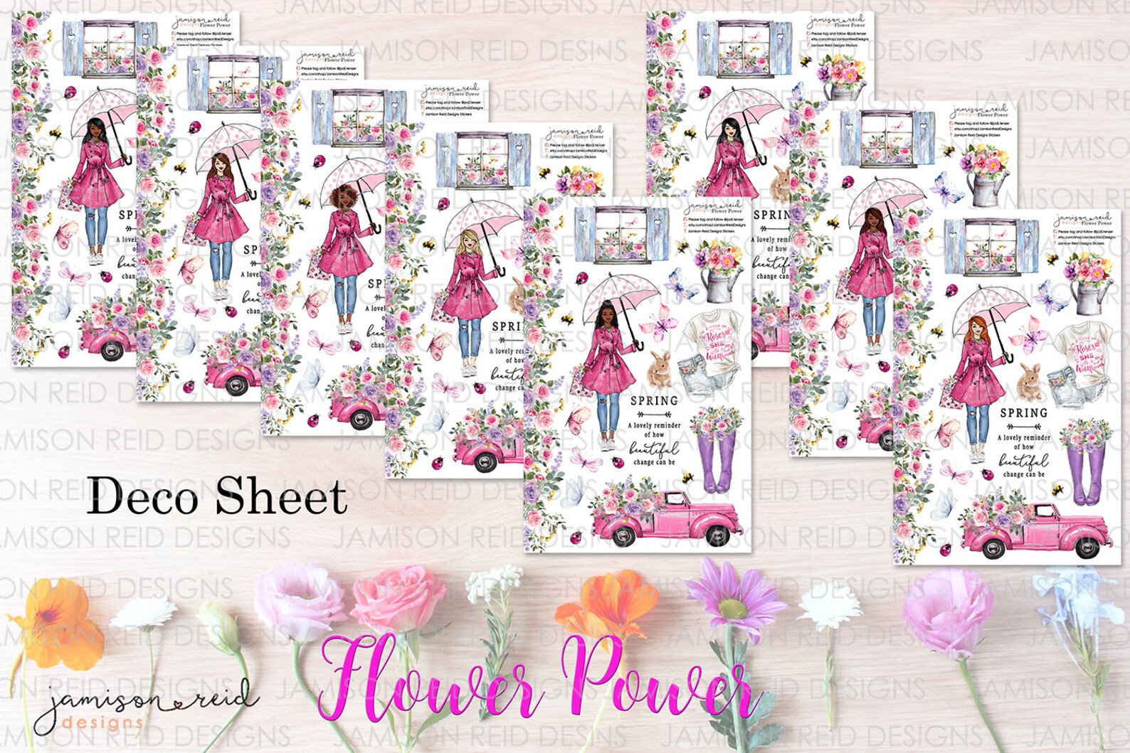 FLOWER POWER Planner Stickers a La Carte or Kit Fashion Girl | Etsy