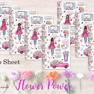 FLOWER POWER Planner Stickers a La Carte or Kit , Fashion Girl Sticker ...
