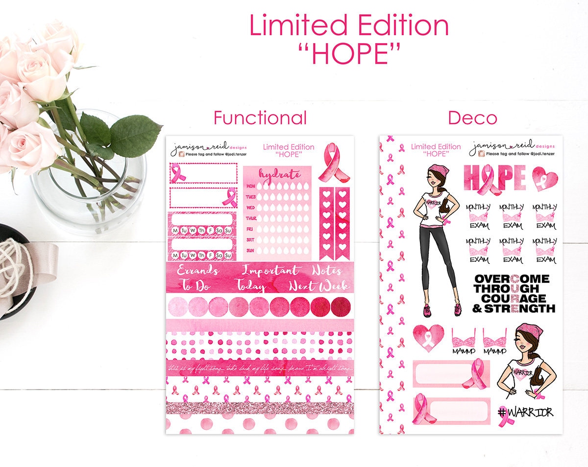 Limited Edition Breast Cancer Planner Stickers | Choice of Skintone ...