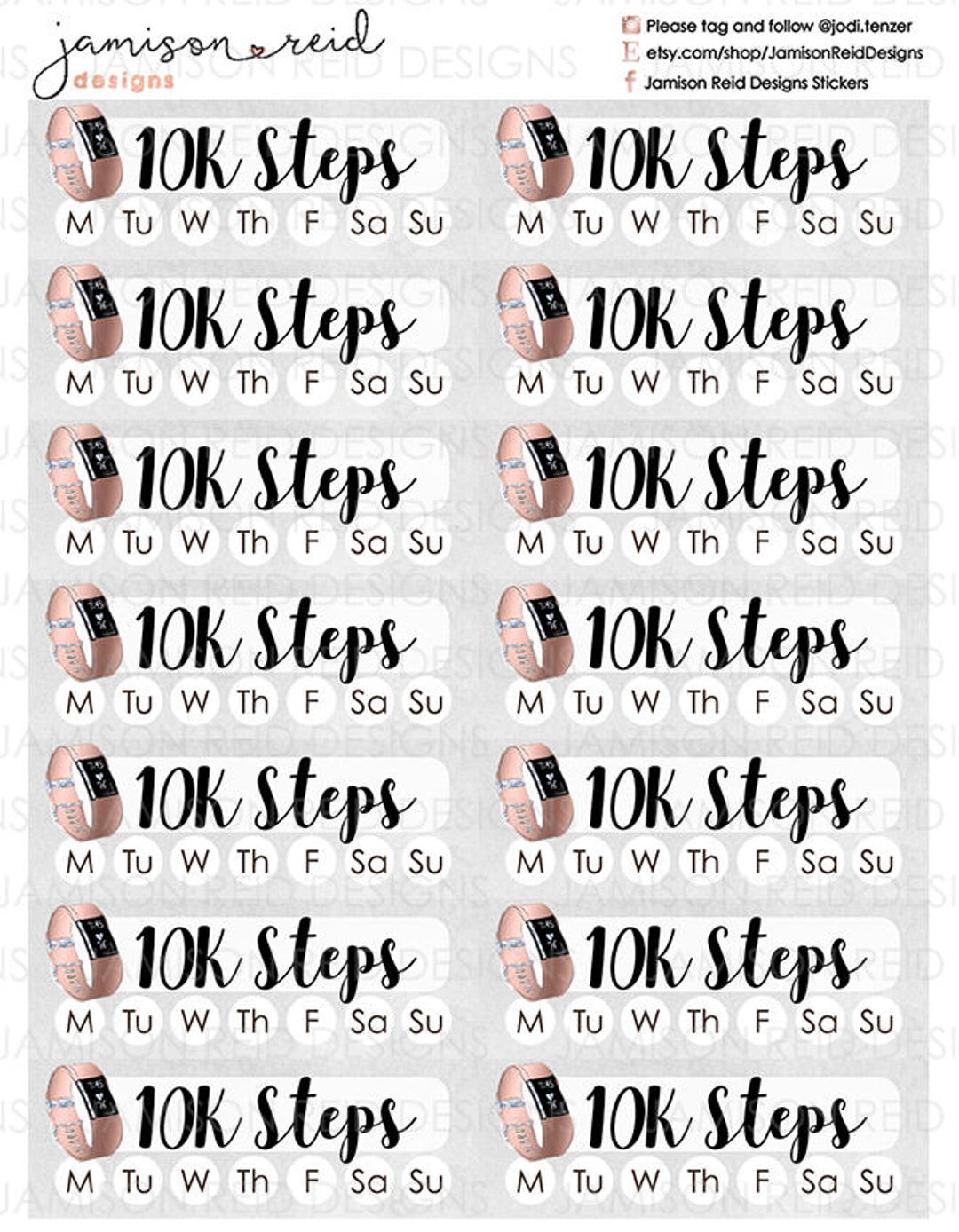 Fitbit 10K Steps Weekly Tracker Planner Stickers - | Erin Condren ...