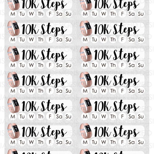 Fitbit 10K Steps Weekly Tracker Planner Stickers Erin - Etsy