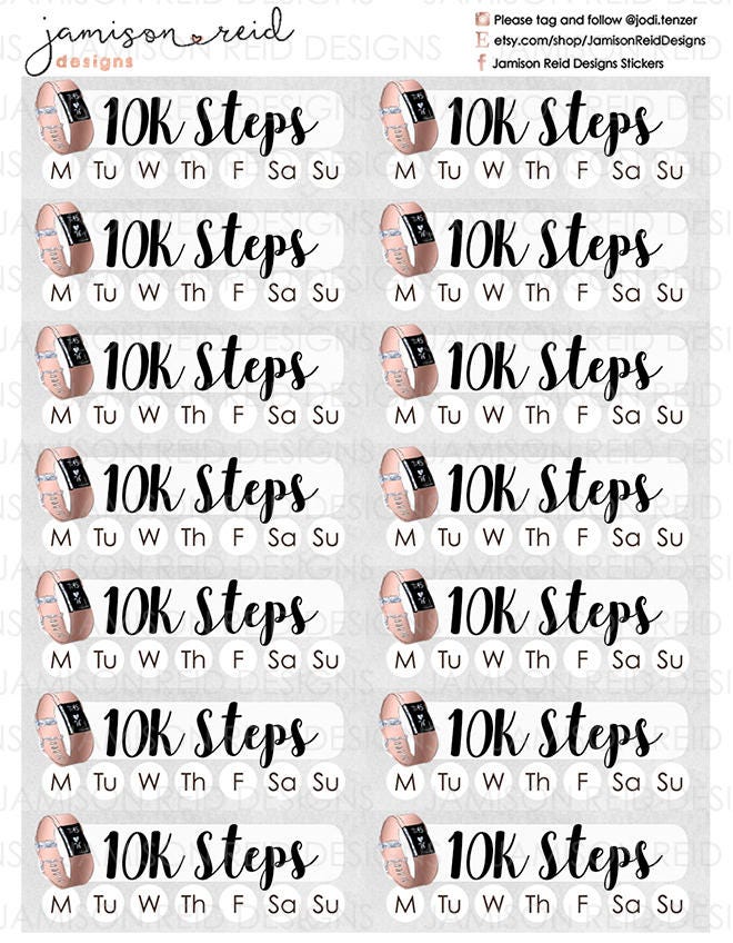 Fitbit 10K Steps Weekly Tracker Planner Stickers - | Erin Condren ...