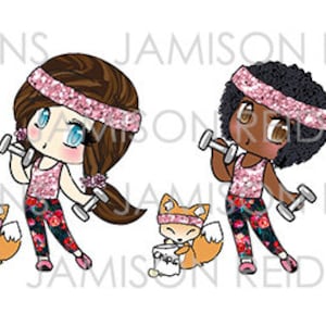 Let's Get Physical Chibis - Choice of Skintone/hair Color - Please Read ...