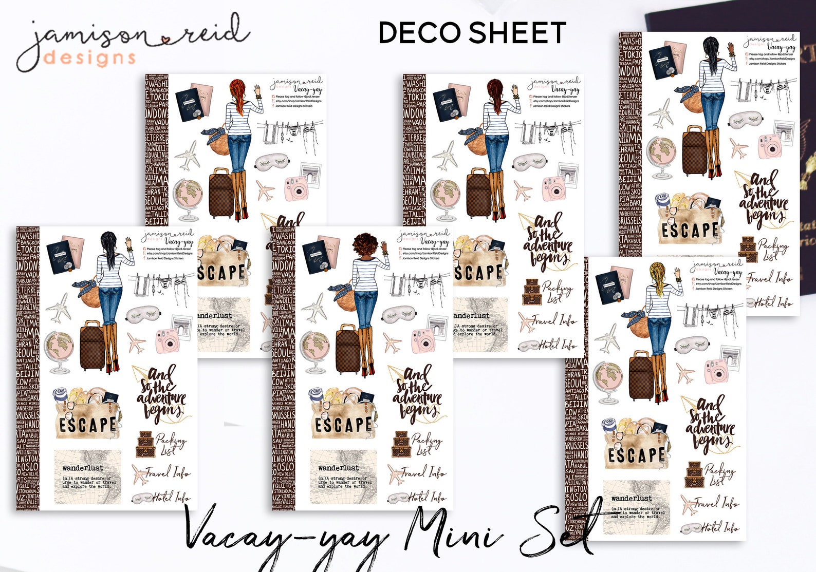 Vacay-yay Mini Set Sticker Sheets | Choice of Skintone - Etsy