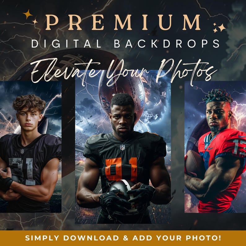 American Football Lightning Backgrounds: Sports Photography Overlays ...