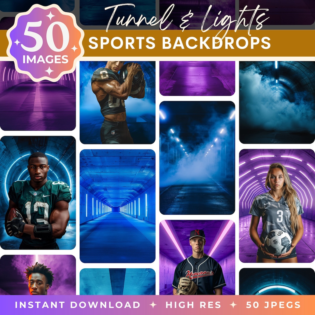 50 Tunnel & Lights Sports Backdrops: Football Team Photo Composite ...