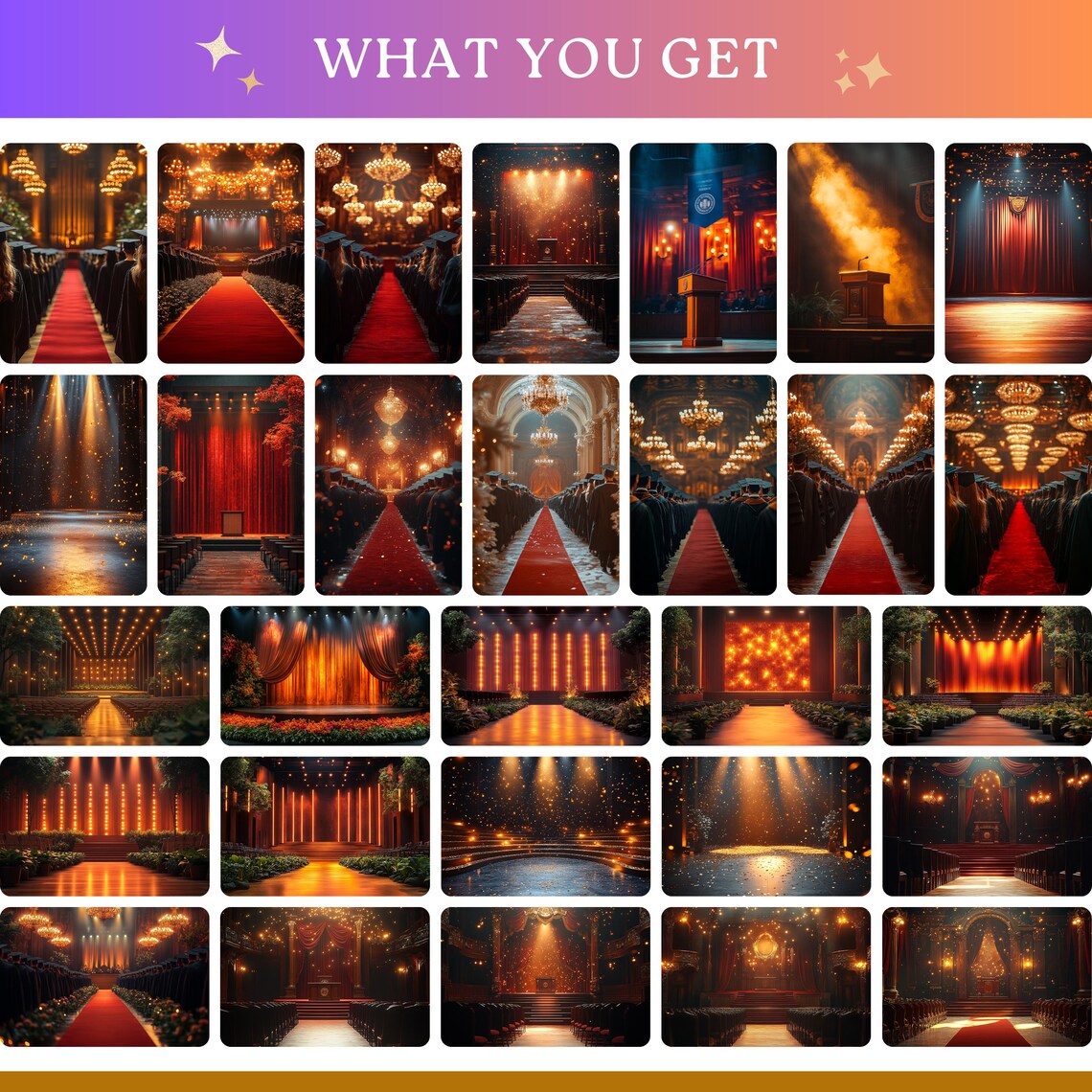 Senior 2026 Graduation Stage Walk Backgrounds: 50 Ceremony Digital ...