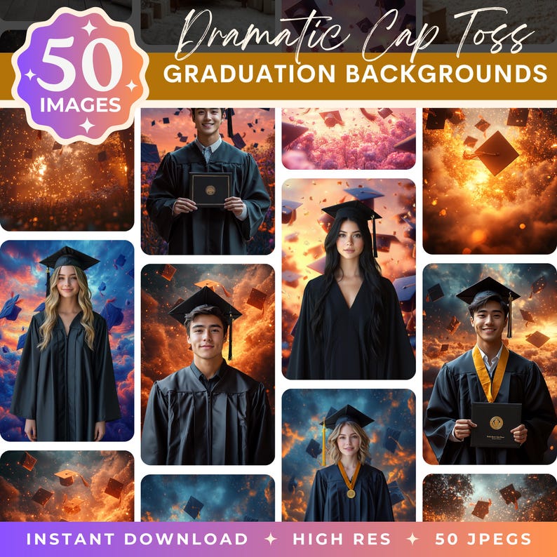 Graduation 2026 Cap Toss Backdrops: 50 Class of 2026 Senior Photo ...