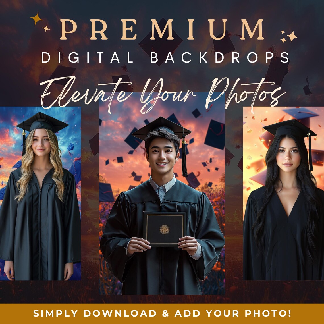 Graduation 2026 Cap Toss Backdrops: 50 Class of 2026 Senior Photo ...