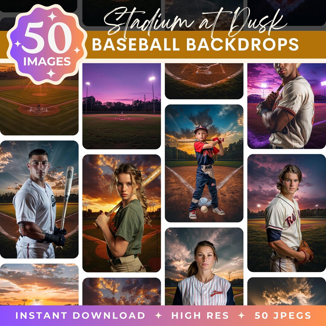 50 Baseball Stadium Backgrounds: Sports Photography Overlays (digital ...