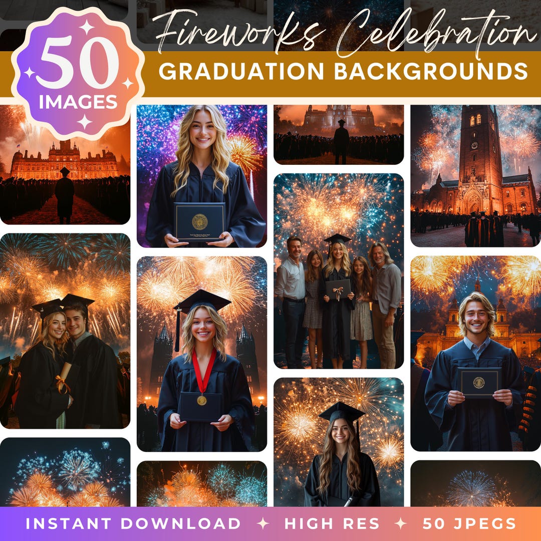 50 Firework Graduation Backdrop - Graduation Picture Background ...