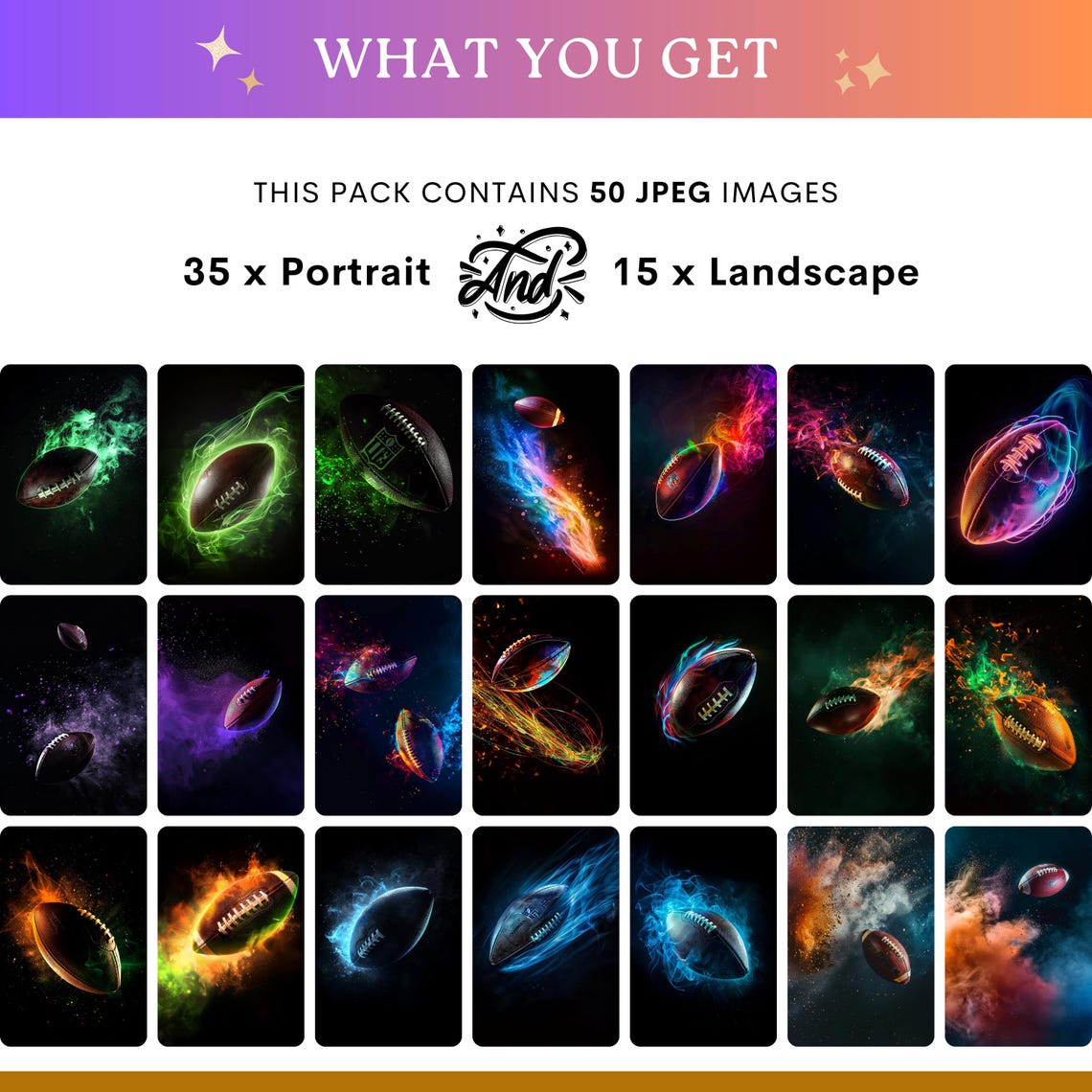 Football Color Explosion Sports Poster Backgrounds: 50 Digital ...