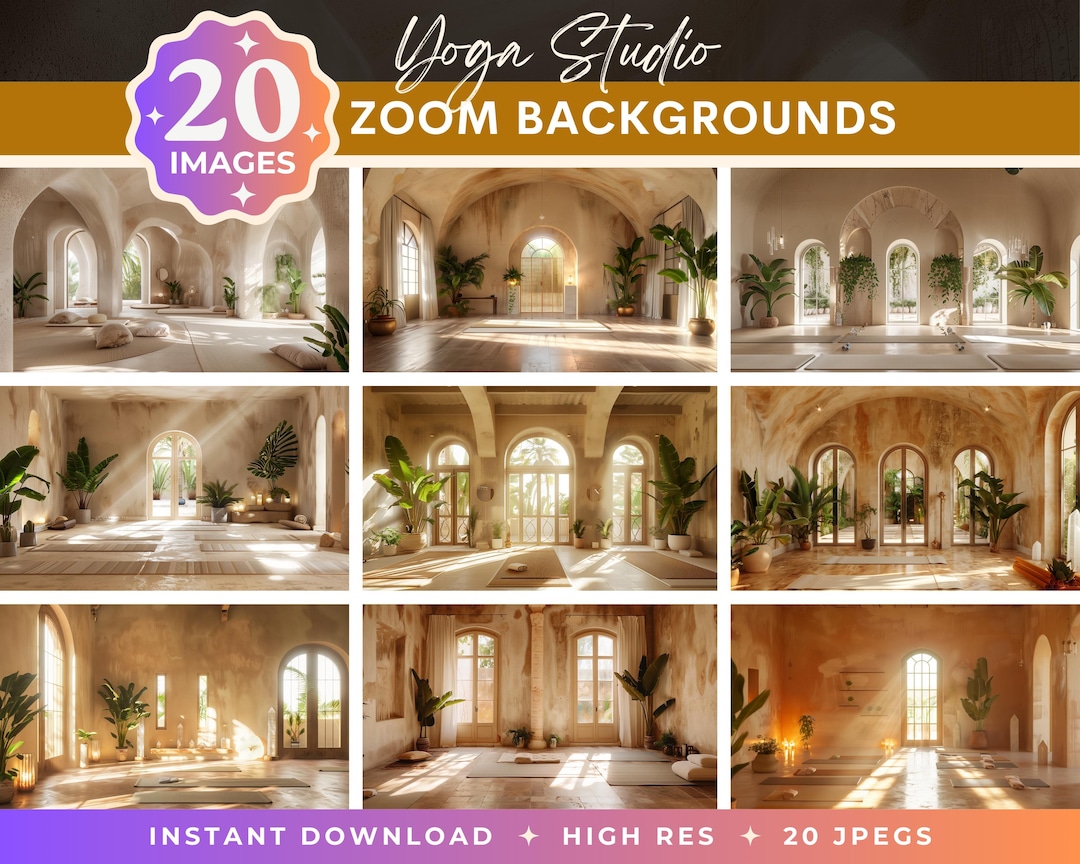 Yoga Studio Zoom Backgrounds: Mediterranean Zen Virtual Meeting ...