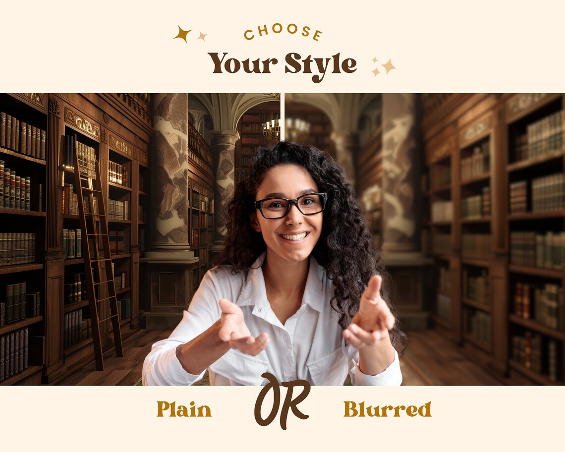 Old Library Zoom Backgrounds: Professional Virtual Backdrop (20 Images ...