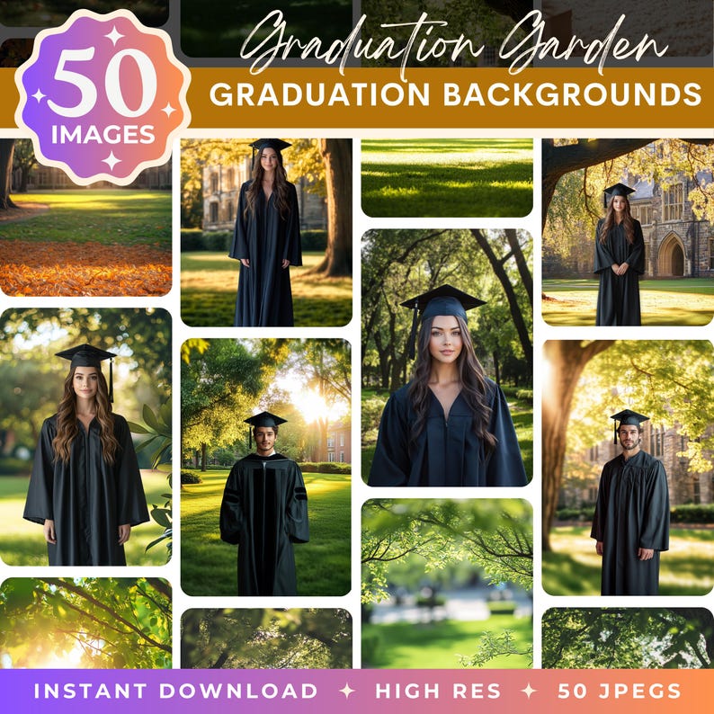 Garden Graduation Backdrop: 50 Photo Backgrounds (digital Download) - Etsy