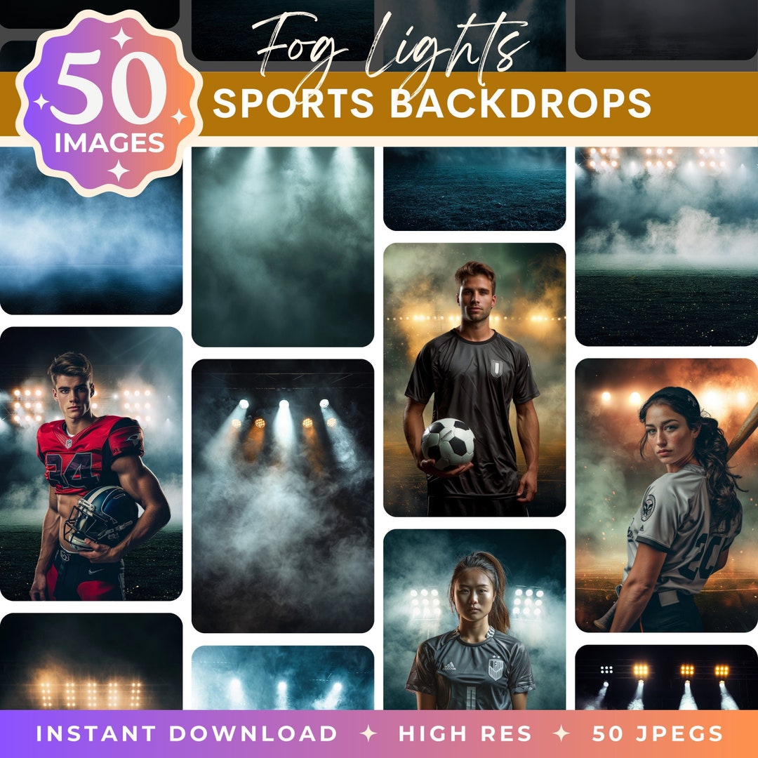 50 Fog & Spotlight Sports Backgrounds: Stadium Lights Senior Portrait ...