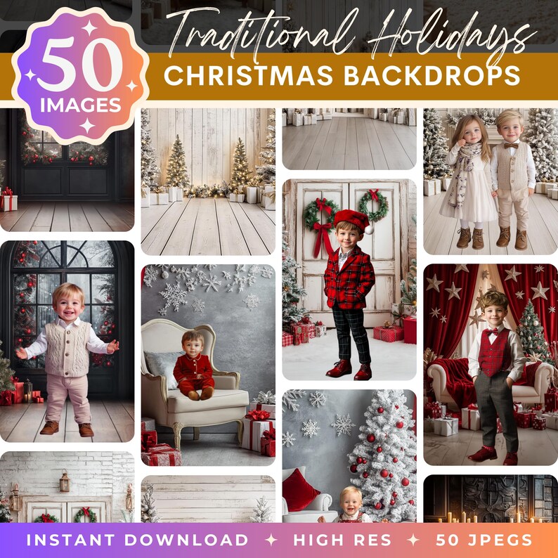 50 Classic Christmas Photography Backdrops: Traditional Holiday Digital ...