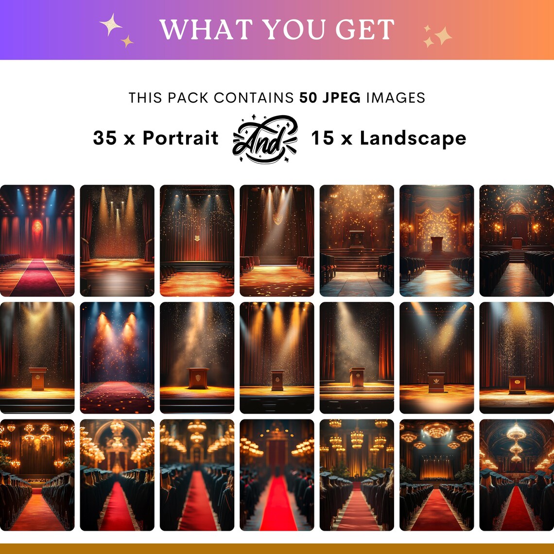 50 Graduation Stage Walk Backgrounds: Elegant Photo Backdrops (digital ...