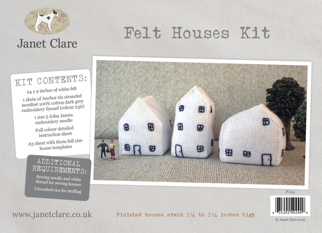 Felt Houses Kit - Create Three Fun Little Ornamental Felt Houses With ...