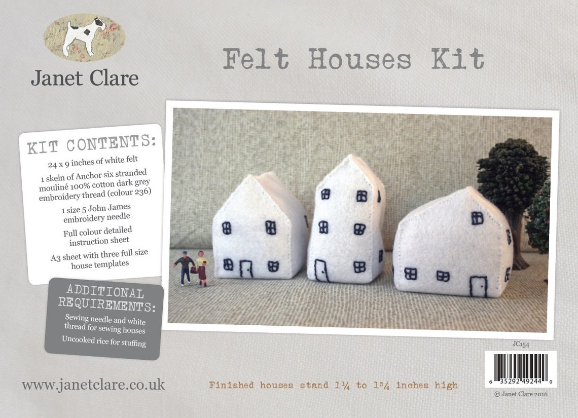 Felt Houses Kit - Create Three Fun Little Ornamental Felt Houses With ...