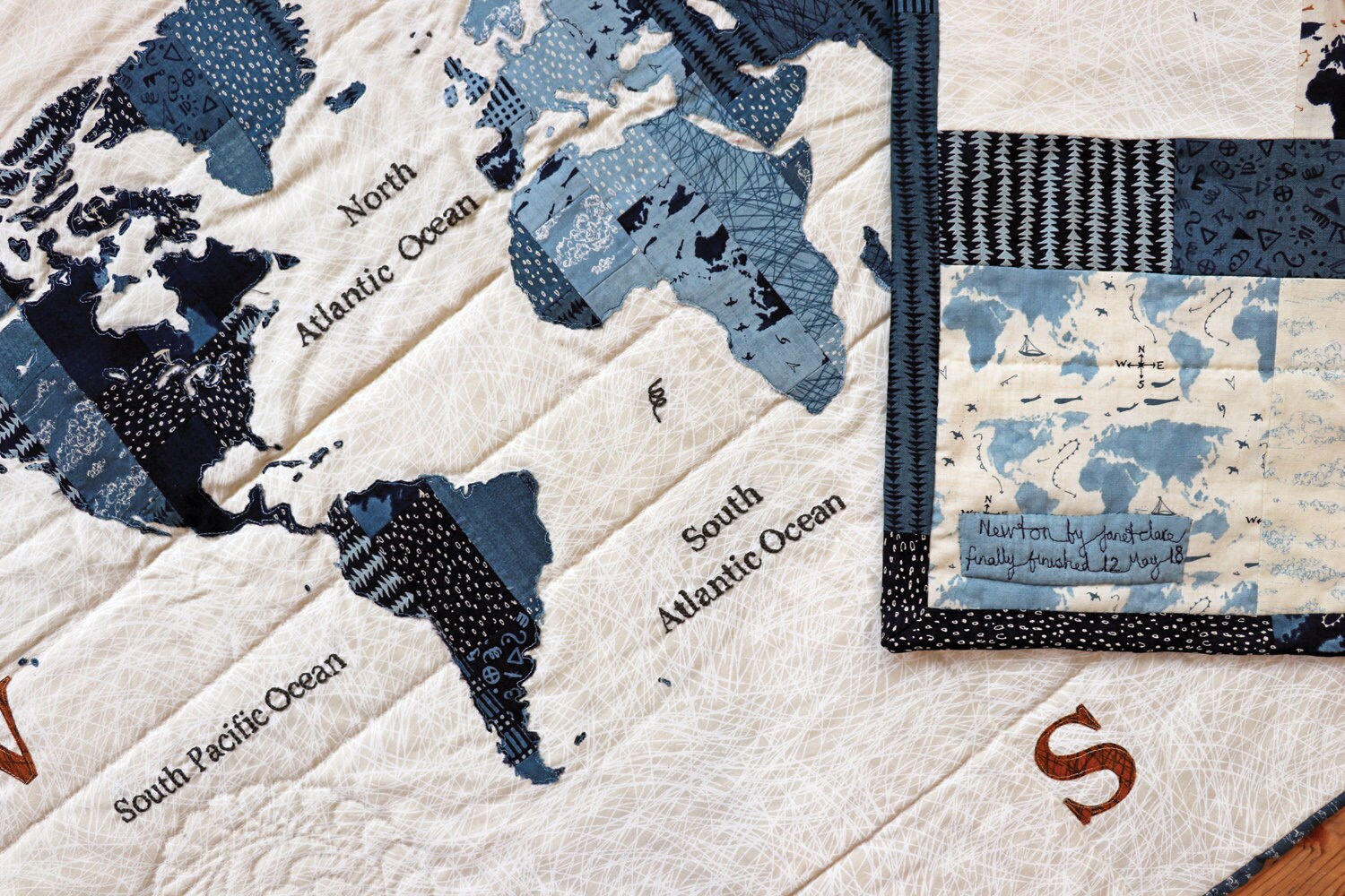 Newton- Quilt Pattern-a Stunning World Map Wall Hanging Using Fusible ...