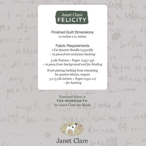 Felicity Quilt Pattern - an Elegant Quilt Pattern Featuring Janet Clare ...