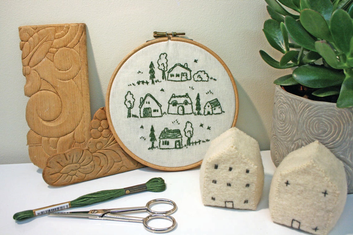 Village Embroidery Pattern Create a Charming Village - Etsy