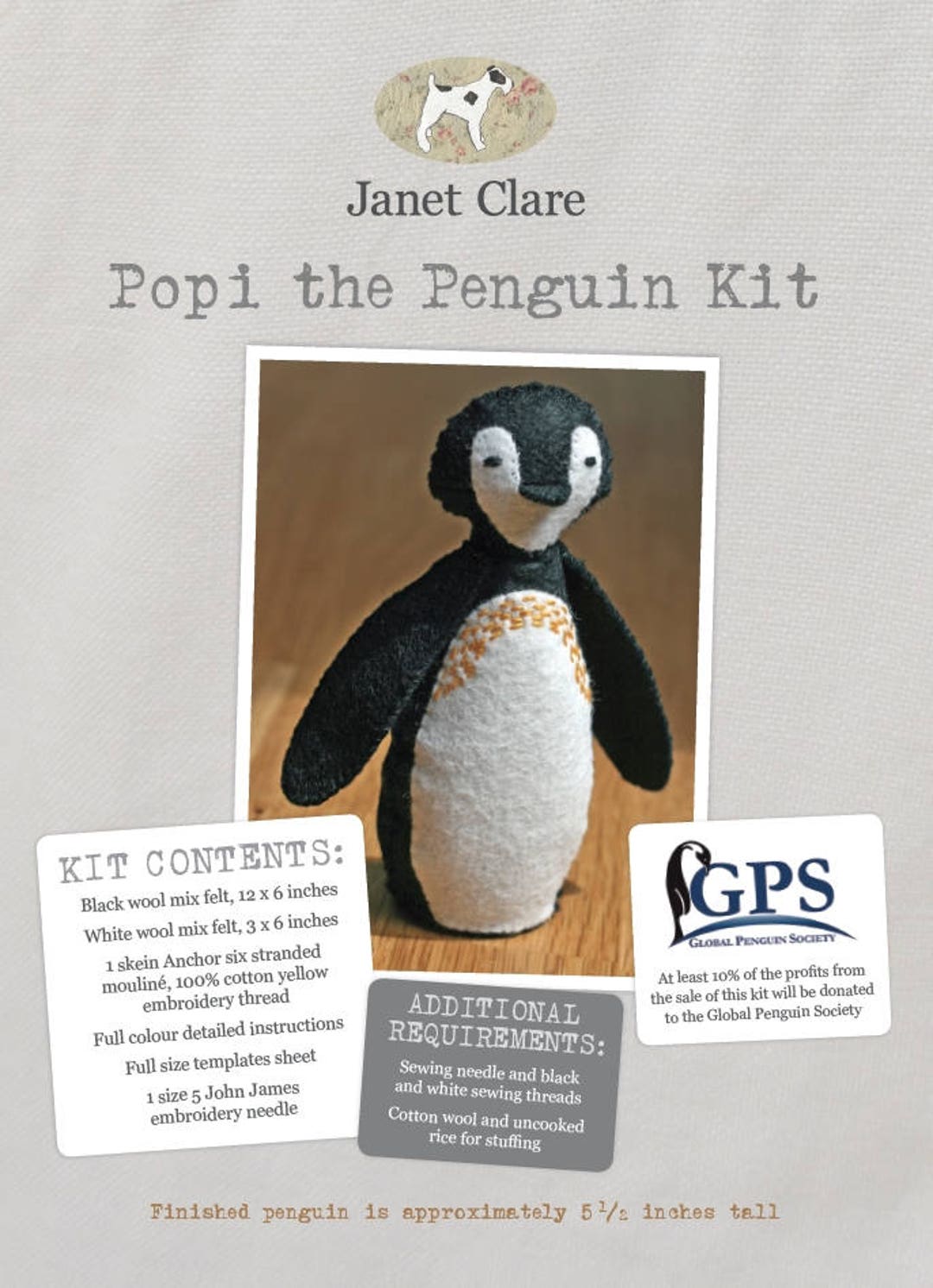 Popi the Penguin Kit - Create This Beautifully Detailed Felt Penguin ...