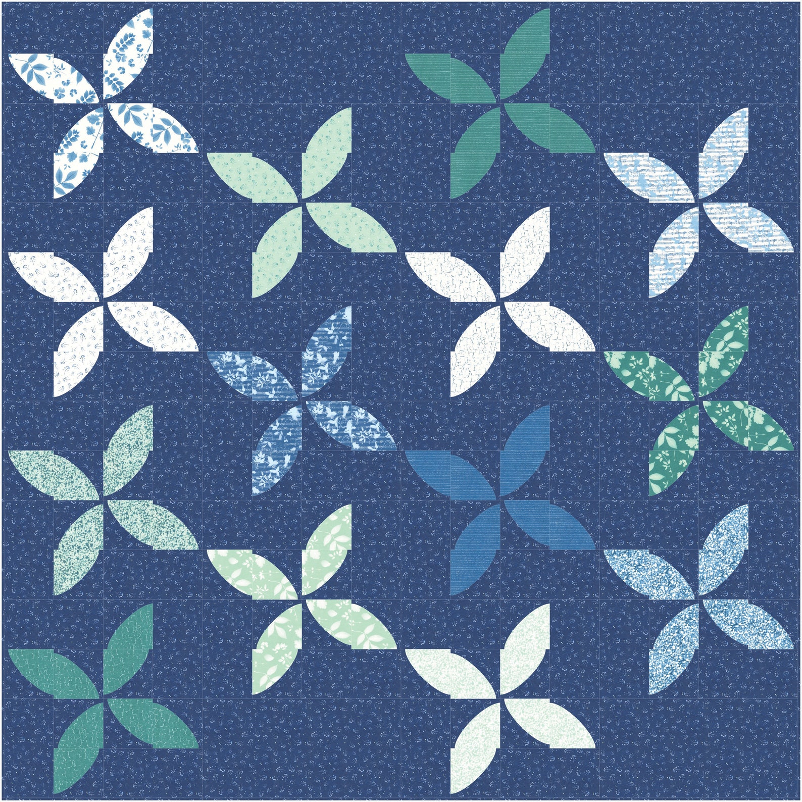 Petal Fabric Pack - All the 'bluebell' Fabric From Janet Clare's Moda ...